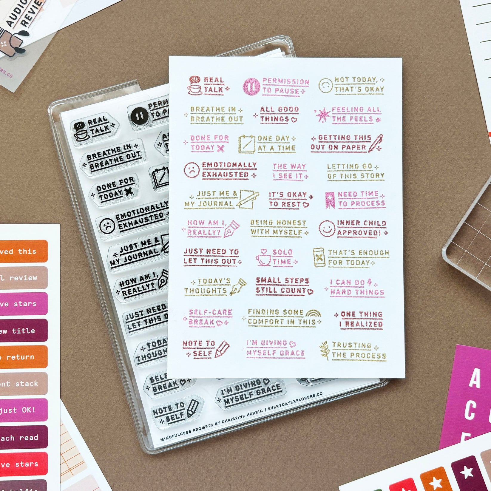 Mindfulness Prompts Clear Stamp Set – Self-Care Stamps | Everyday ...